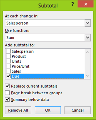 Create multiple subtotals in excel - bapstores